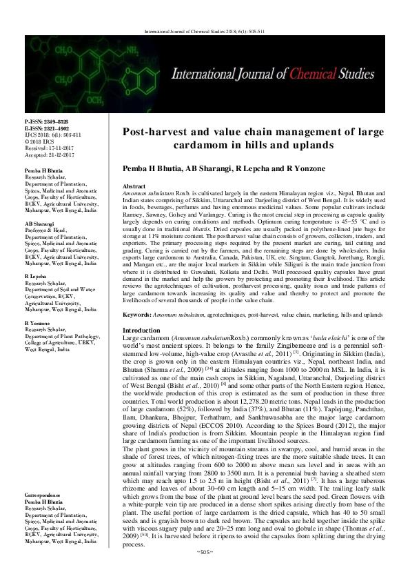 (PDF) Post-harvest and value chain management of large cardamom in ...