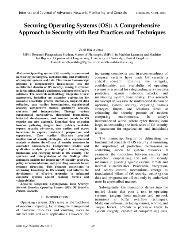 (PDF) Securing Operating Systems (OS): A Comprehensive Approach to ...