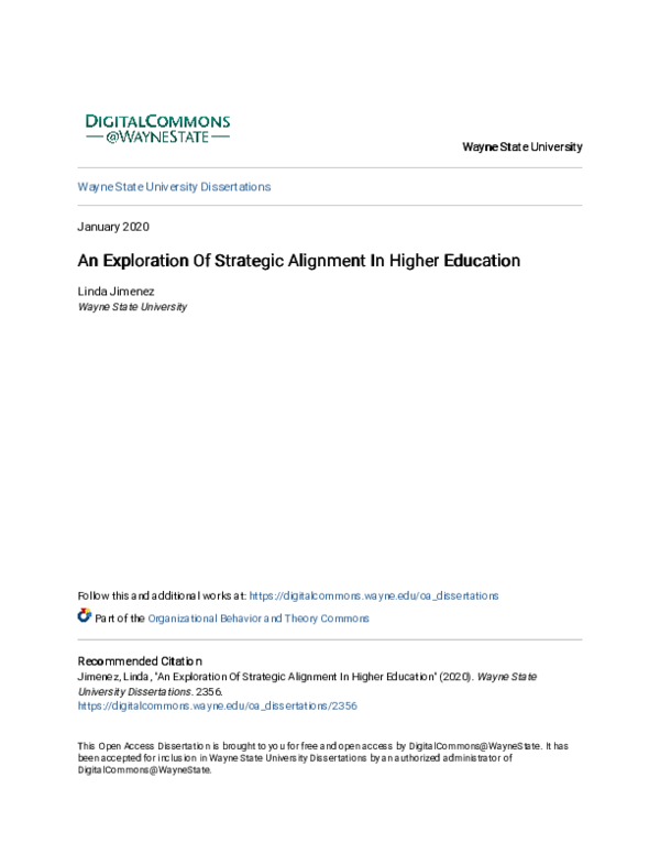 (PDF) An Exploration Of Strategic Alignment In Higher Education