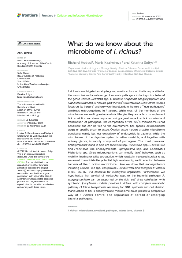(PDF) What do we know about the microbiome of I. ricinus?