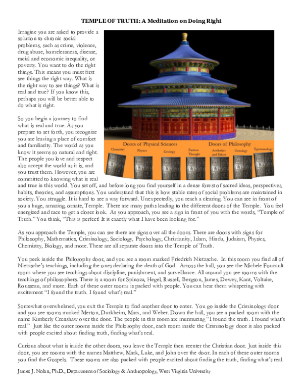 (PDF) TEMPLE OF TRUTH: A Meditation on Doing Right