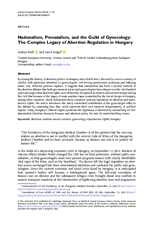 (PDF) Nationalism, Pronatalism, and the Guild of Gynecology: The ...