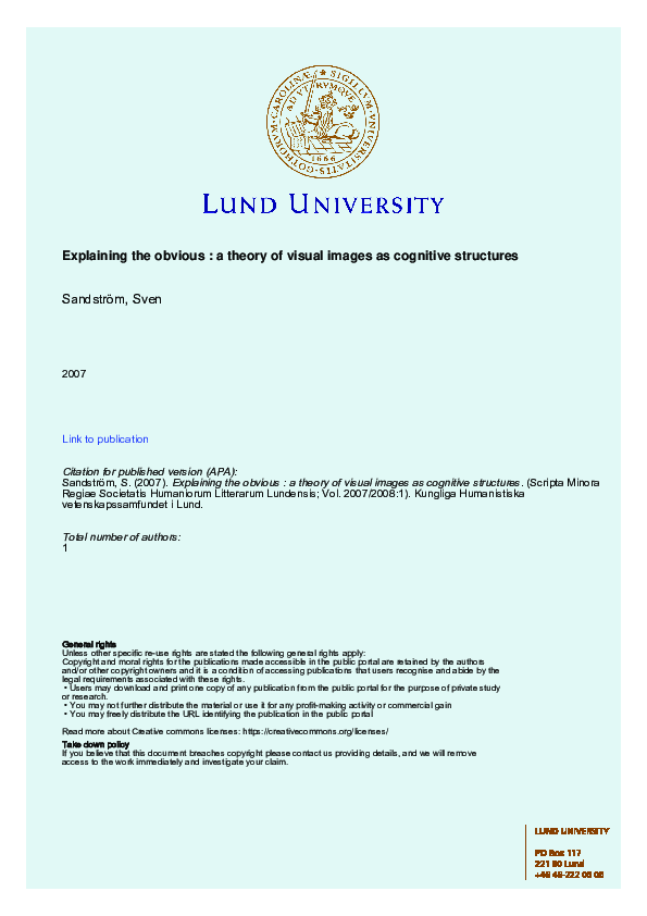 Explaining the obvious : a theory of visual images as cognitive structures