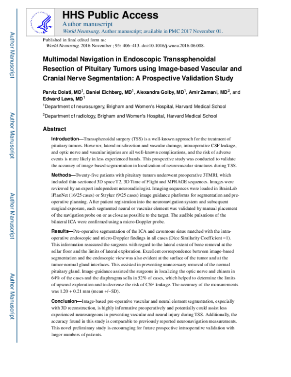 (PDF) Multimodal Navigation in Endoscopic Transsphenoidal Resection of ...