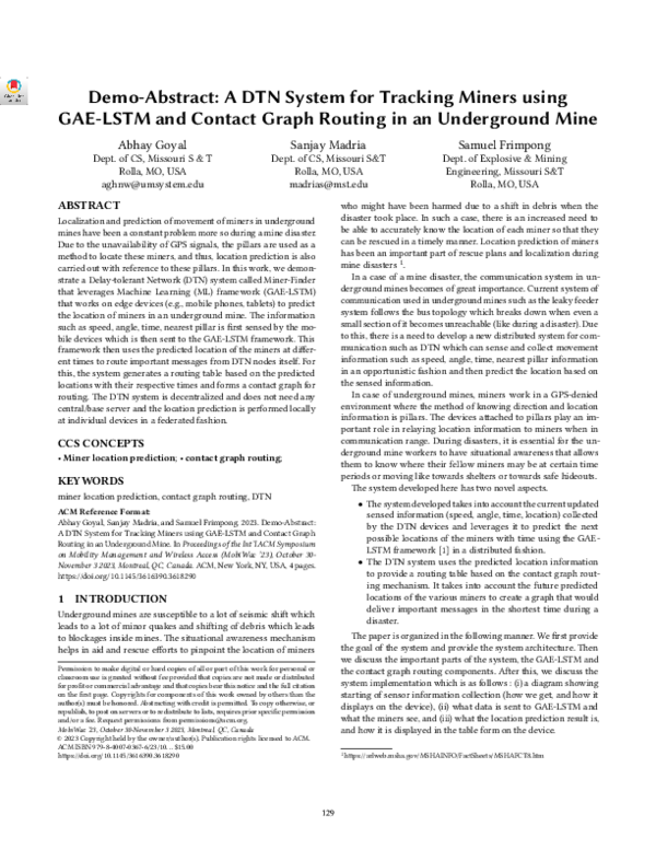 (PDF) Demo-Abstract: A DTN System for Tracking Miners using GAE-LSTM ...