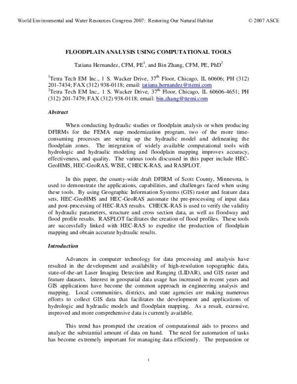(PDF) Floodplain Analysis Using Computational Tools