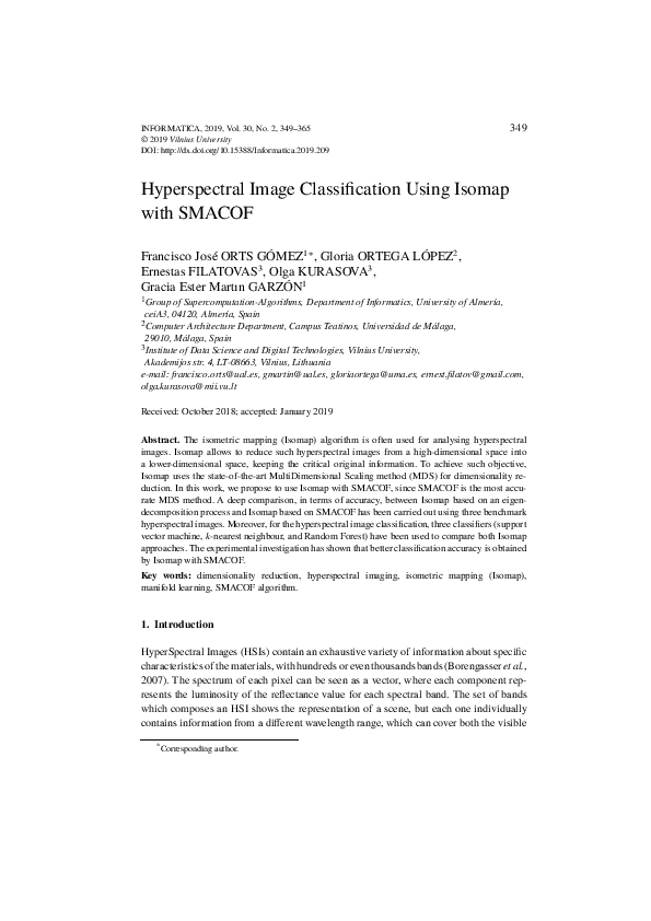 (PDF) Hyperspectral Image Classification Using Isomap with SMACOF | GLORIA ORTEGA LOPEZ ...