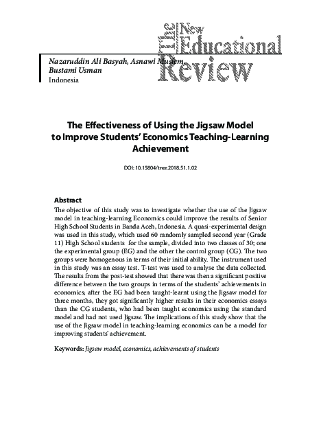 (PDF) The Effectiveness of Using the Jigsaw Model to Improve Students ...