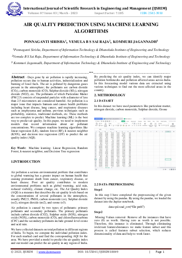 (PDF) Air Quality Prediction Using Machine Learning Algorithms (PDF) Air Quality Prediction Using Machine Learning Algorithms