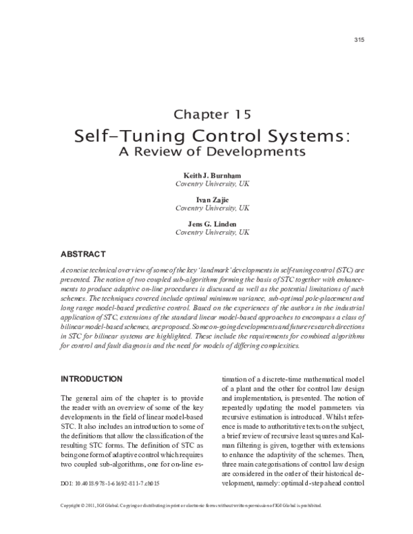 (PDF) Self-Tuning Control Systems