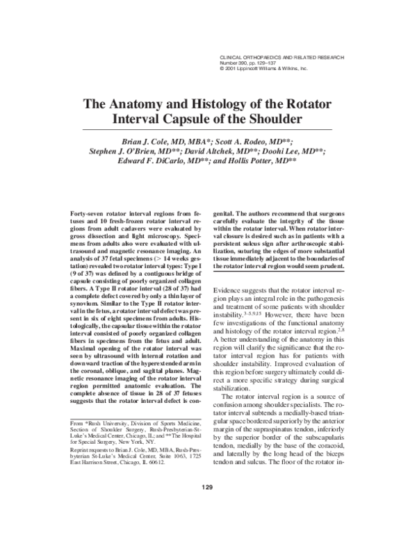 (PDF) The Anatomy and Histology of the Rotator Interval Capsule of the ...