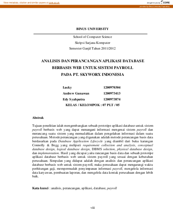 (PDF) Analisis Dan Perancangan Aplikasi Database Berbasis Web Untuk Sistem Payroll Pada Pt ...
