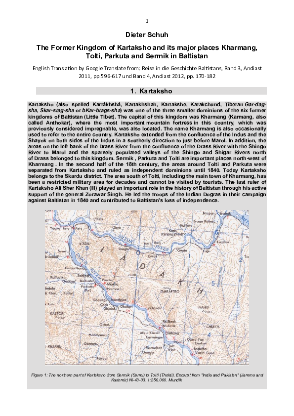 (PDF) The Former Kingdom of Kartaksho and its major places Kharmang ...