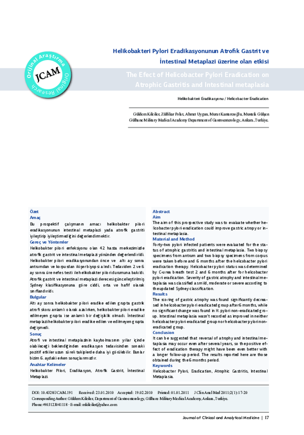 (PDF) The Efect of Helicobacter Pylori Eradication on Atrophic ...