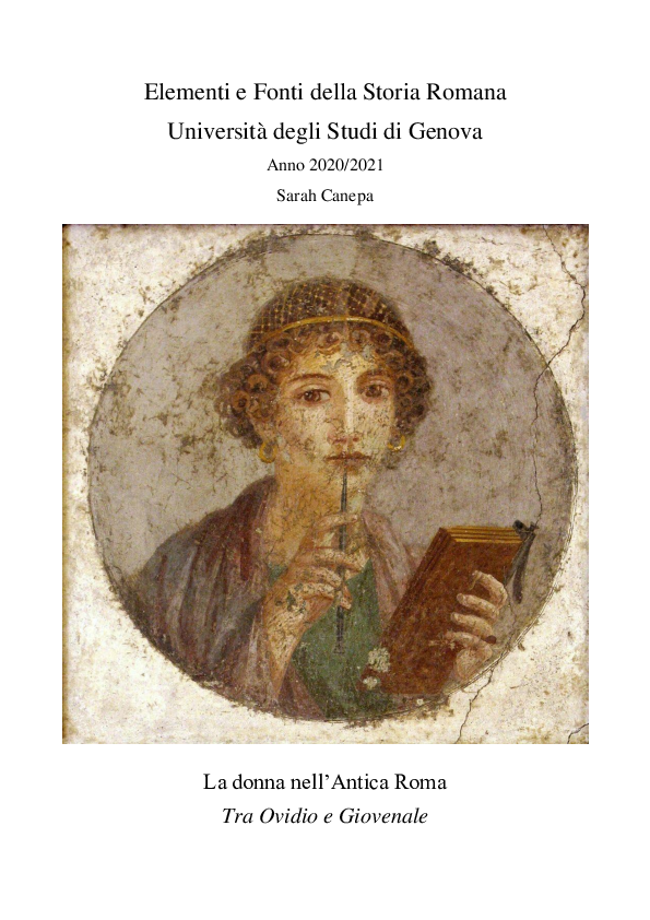 (PDF) La donna nell'Antica Roma. Tra Ovidio e Giovenale