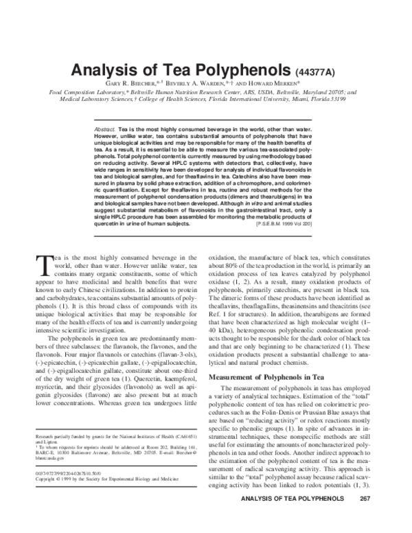 (PDF) Analysis of Tea Polyphenols