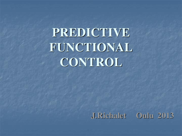 (PDF) Predictive Functional Control