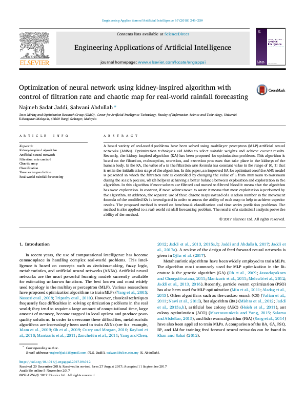 (PDF) Kidney-Inspired Algorithm for Optimizing ANNs in Rainfall Forecasting
