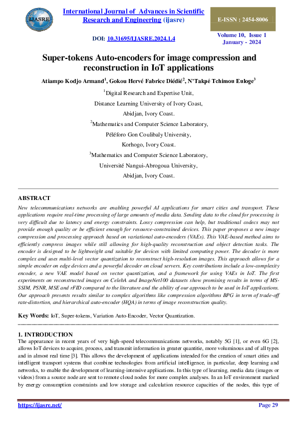 (PDF) Super-tokens Auto-encoders for image compression and reconstruction in IoT applications