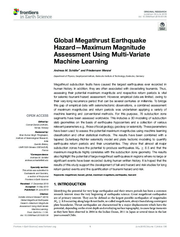 (PDF) Global Megathrust Earthquake Hazard—Maximum Magnitude Assessment ...