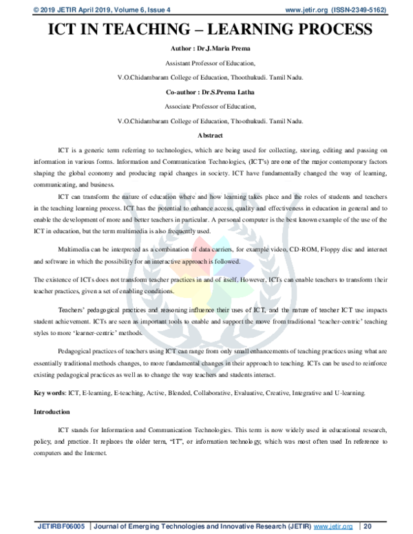 (PDF) Ict in Teaching – Learning Process