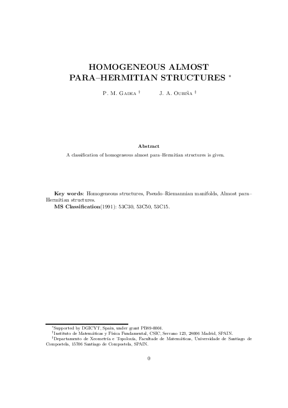 (PDF) Homogeneous almost para-Hermitian structures