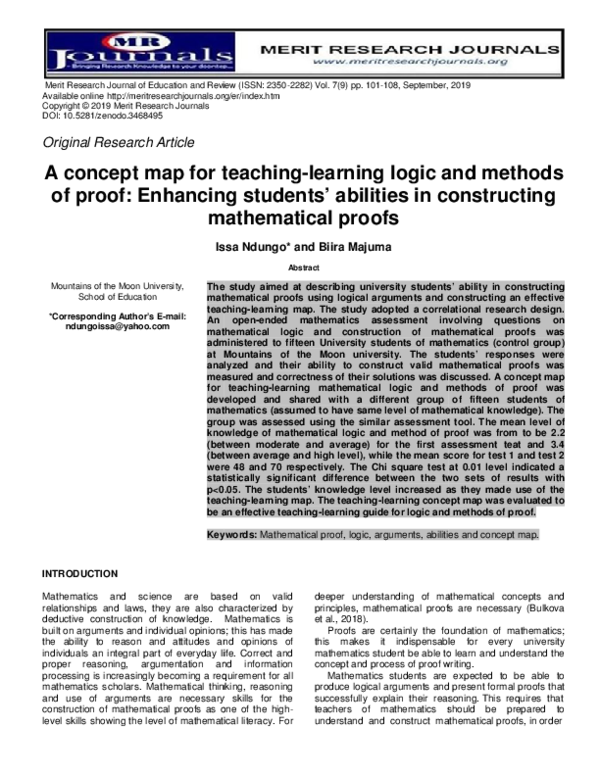 (PDF) A concept map for teaching of proof: Enhancing st mathematical proofs