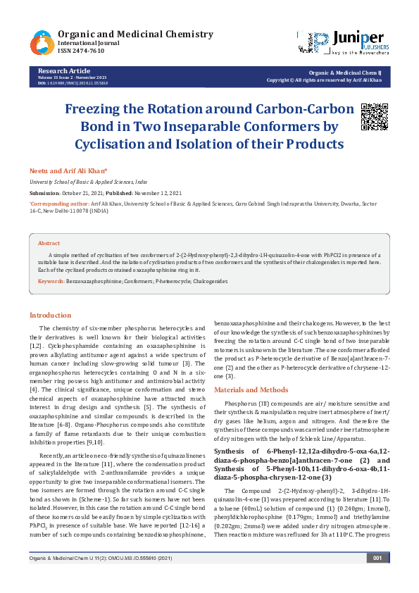 (PDF) Freezing the Rotation around Carbon-Carbon Bond in Two ...