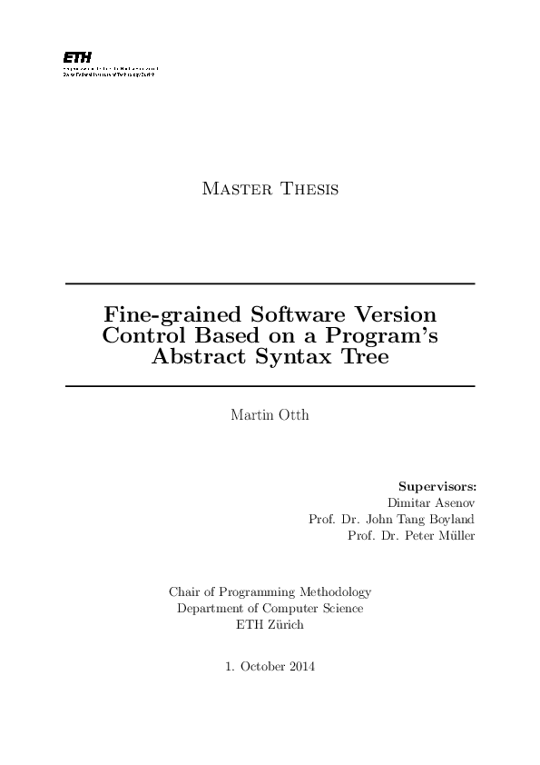 (PDF) Fine-grained Software Version Control Based on a Program's Abstract Syntax Tree | John ...