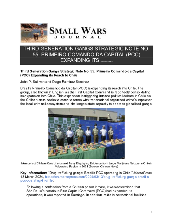 (PDF) Third Generation Gangs Strategic Note No. 55: Primeiro Comando da Capital (PCC) Expanding ...
