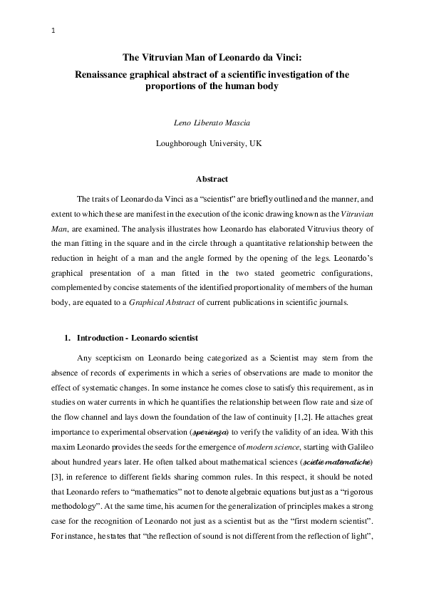 (PDF) The Vitruvian Man of Leonardo da Vinci: Renaissance graphical ...