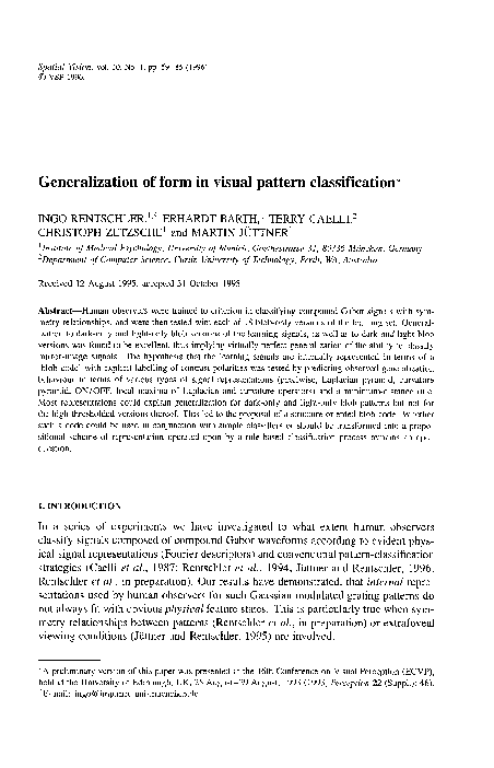 (PDF) Generalization of form in visual pattern classification