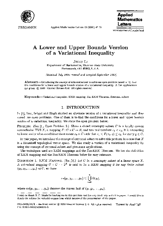 (PDF) A lower and upper bounds version of a variational inequality