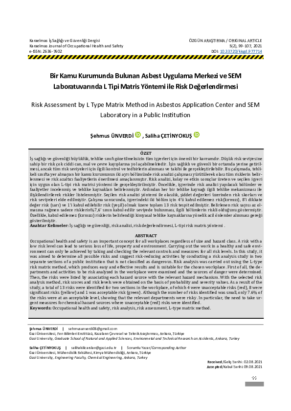 (PDF) Risk Assessment by L Type Matrix Method in Asbestos Application ...