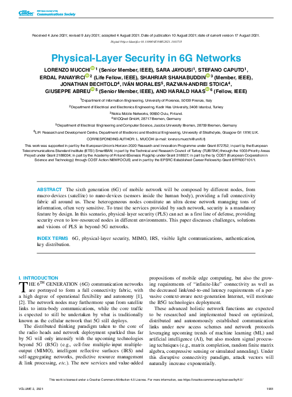 (PDF) Physical-Layer Security in 6G Networks