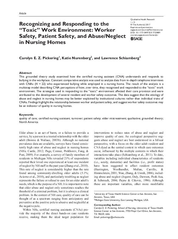 (PDF) Recognizing and Responding to the “Toxic” Work Environment ...