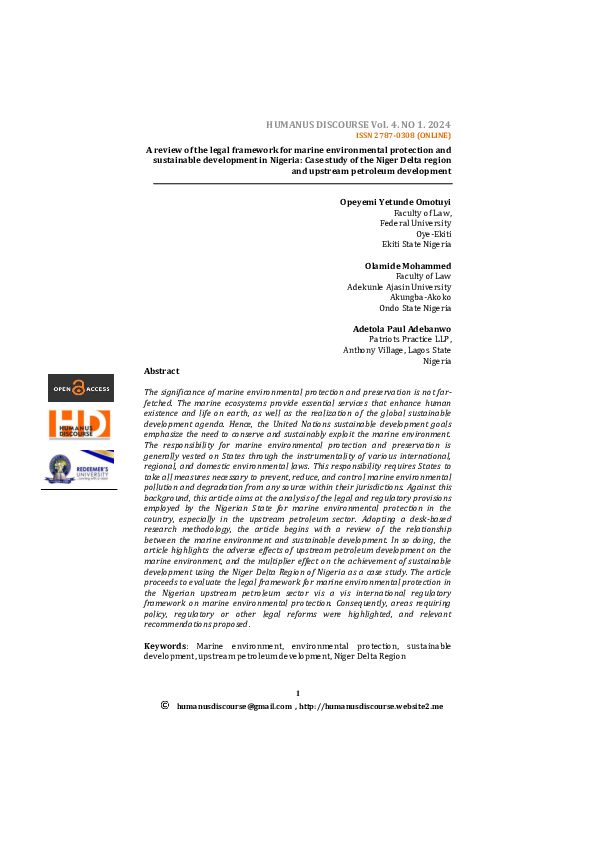(PDF) A review of the legal framework for marine environmental ...