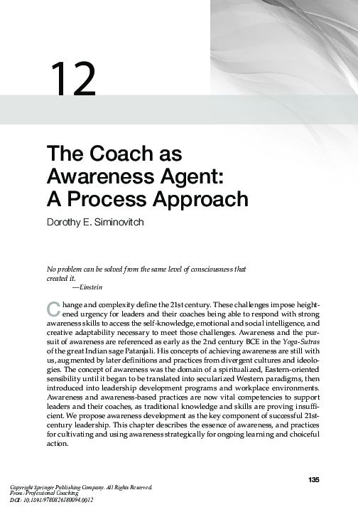 (PDF) The Coach as Awareness Agent: A Process Approach