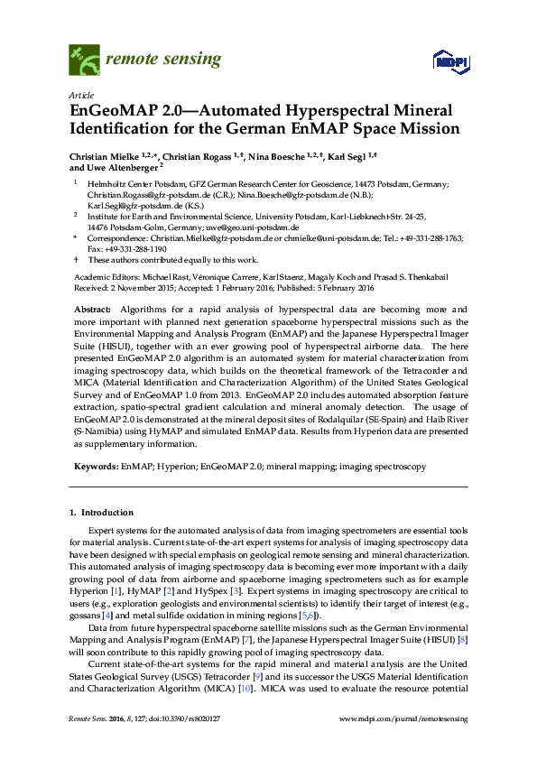 (PDF) EnGeoMAP 2.0—Automated Hyperspectral Mineral Identification for ...