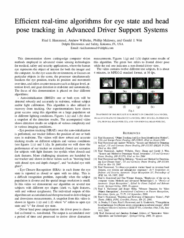 (PDF) Efficient Real-Time Algorithms for Eye State and Head Pose Tracking in Advanced Driver ...