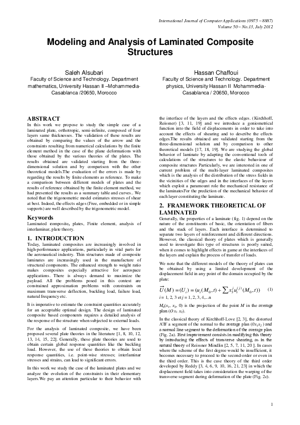 (PDF) Modeling and Analysis of Laminated Composite Structures