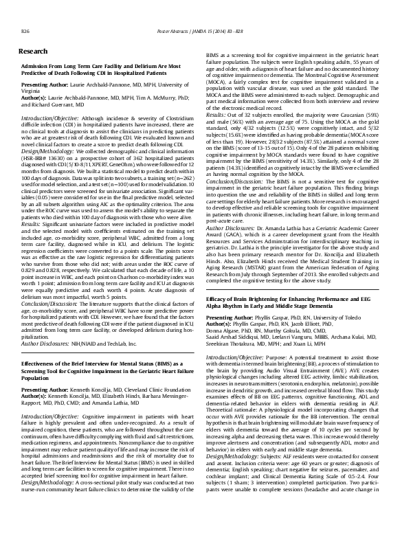 (PDF) Effectiveness of the Brief Interview for Mental Status (BIMS) as ...