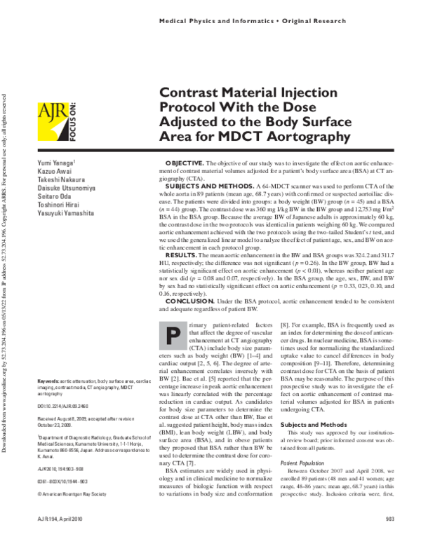(PDF) Contrast Material Injection Protocol With the Dose Adjusted to ...