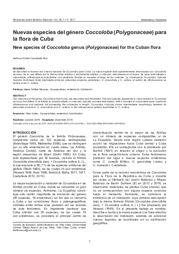 (PDF) Nuevas especies del género Coccoloba (Polygonaceae) para la flora ...