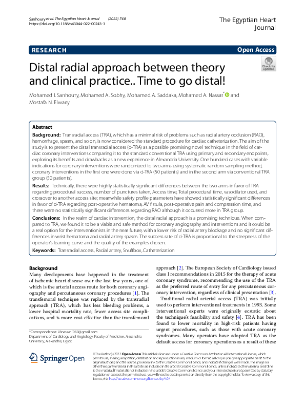 (PDF) Distal radial approach between theory and clinical practice ...