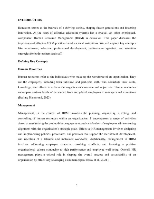 Pdf An Exploration Of Human Resource Management Practices And Teacher Effectiveness In