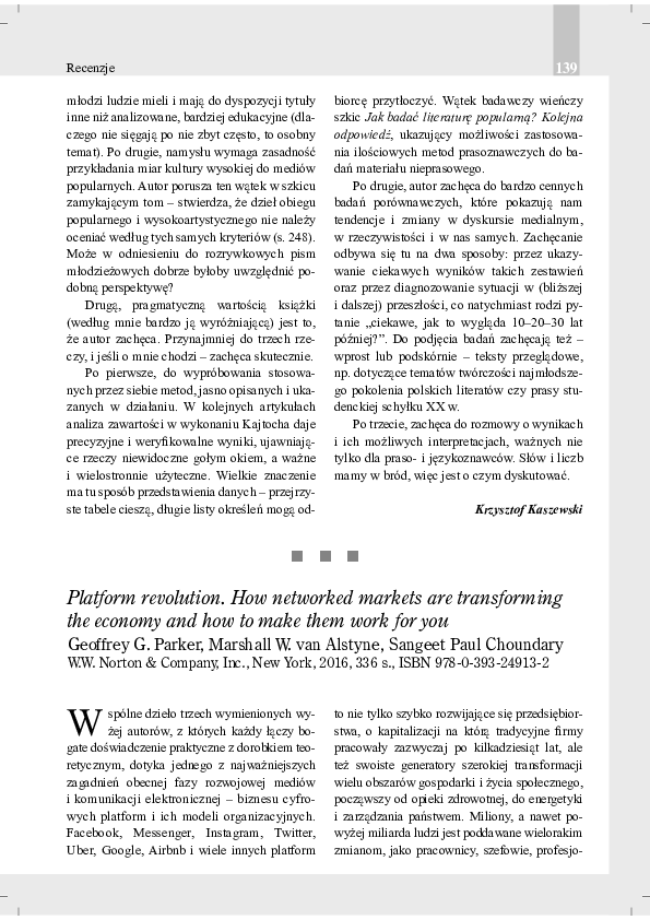 (PDF) Platform Revolution: How Networked Markets Are Transforming the ...