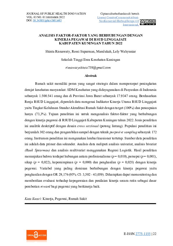 (PDF) Analisis Faktor-Faktor Yang Berhubungan Dengan Kinerja Pegawai DI Rsud Linggajati ...