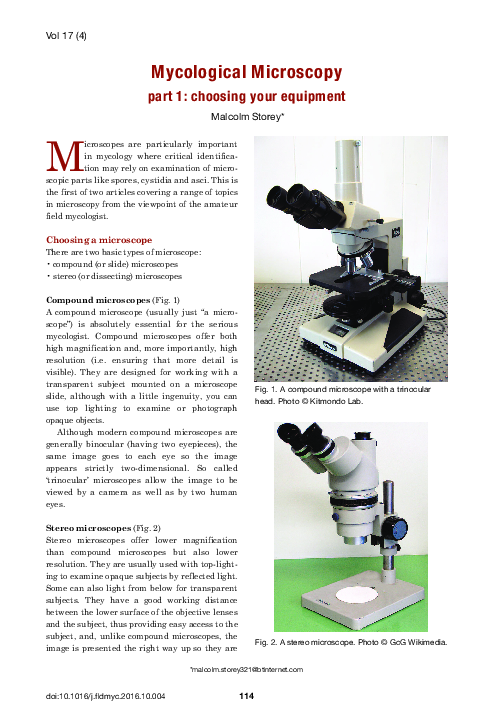 (PDF) Mycological Microscopy part 1: choosing your equipment