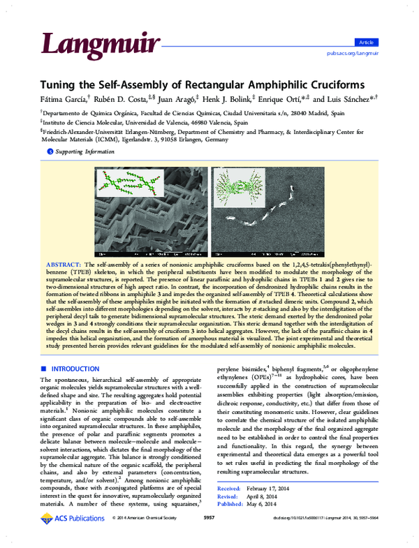 (PDF) Tuning the Self-Assembly of Rectangular Amphiphilic Cruciforms